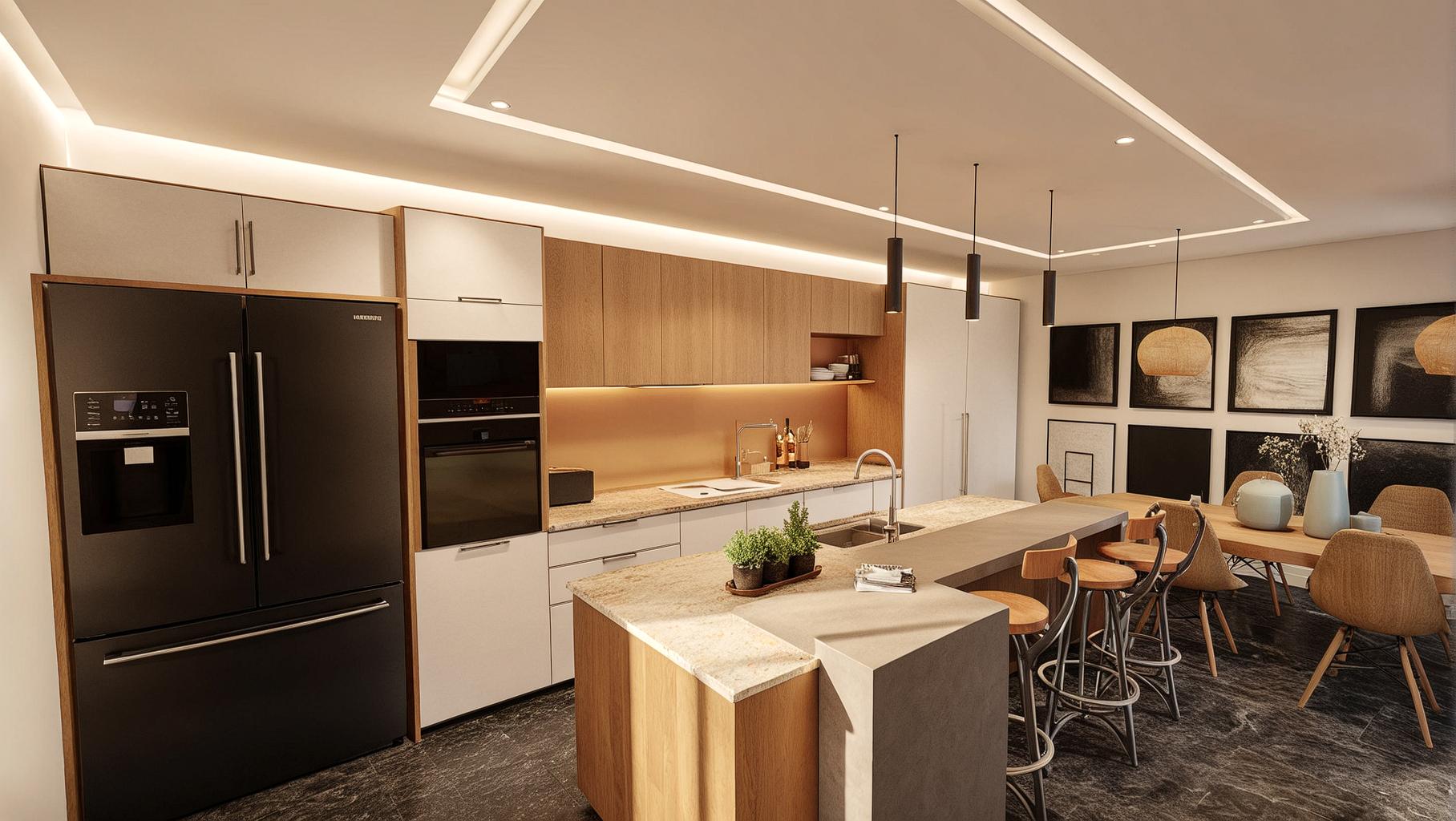 Warm Minimalism: Residential Kitchen Visualization